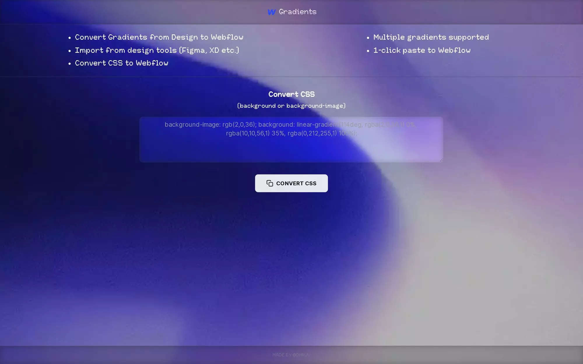 Convert Gradient CSS to Webflow [Utility] No-Code Supply Co.