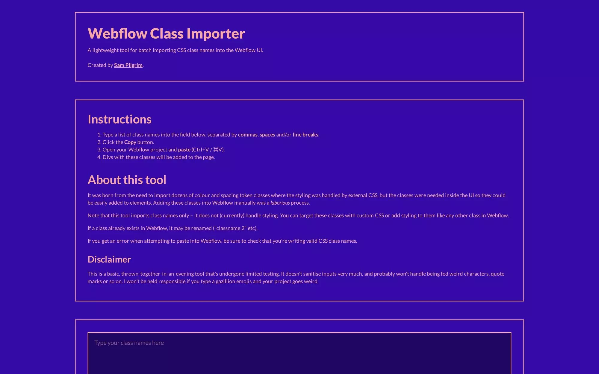 Webflow Class Importer [Utility] No-Code Supply Co.
