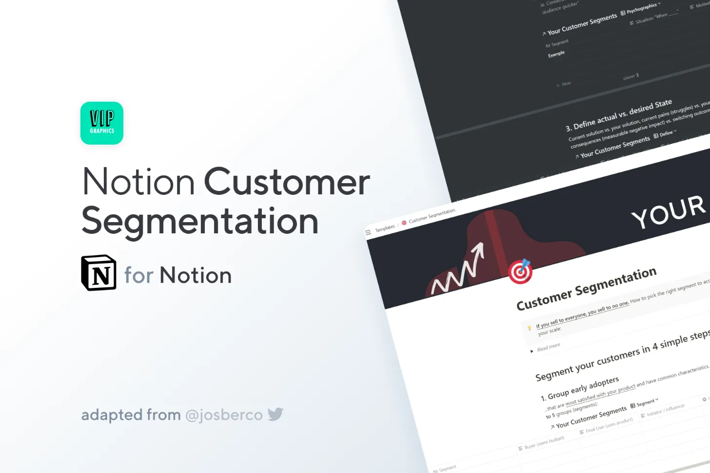 Customer segmentation worksheet Notion template by VIP Graphics