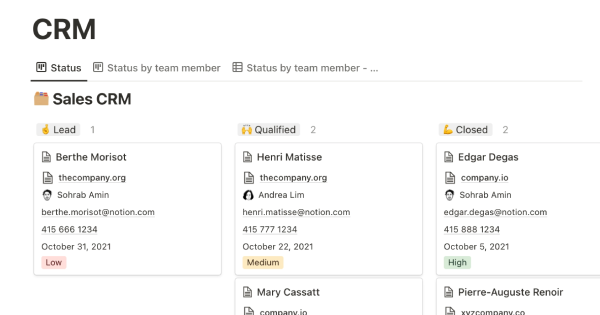 The Top 24+ CRM Notion templates