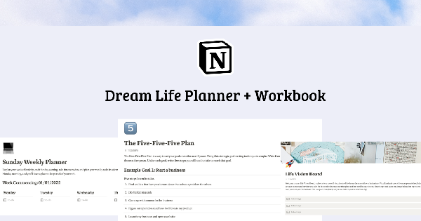 Dream Life Planner Workbook: A Premium Notion Template by Concept Design