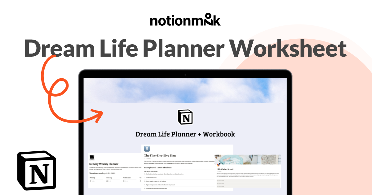 Dream Life Planner Workbook: A Premium Notion Template by Concept Design