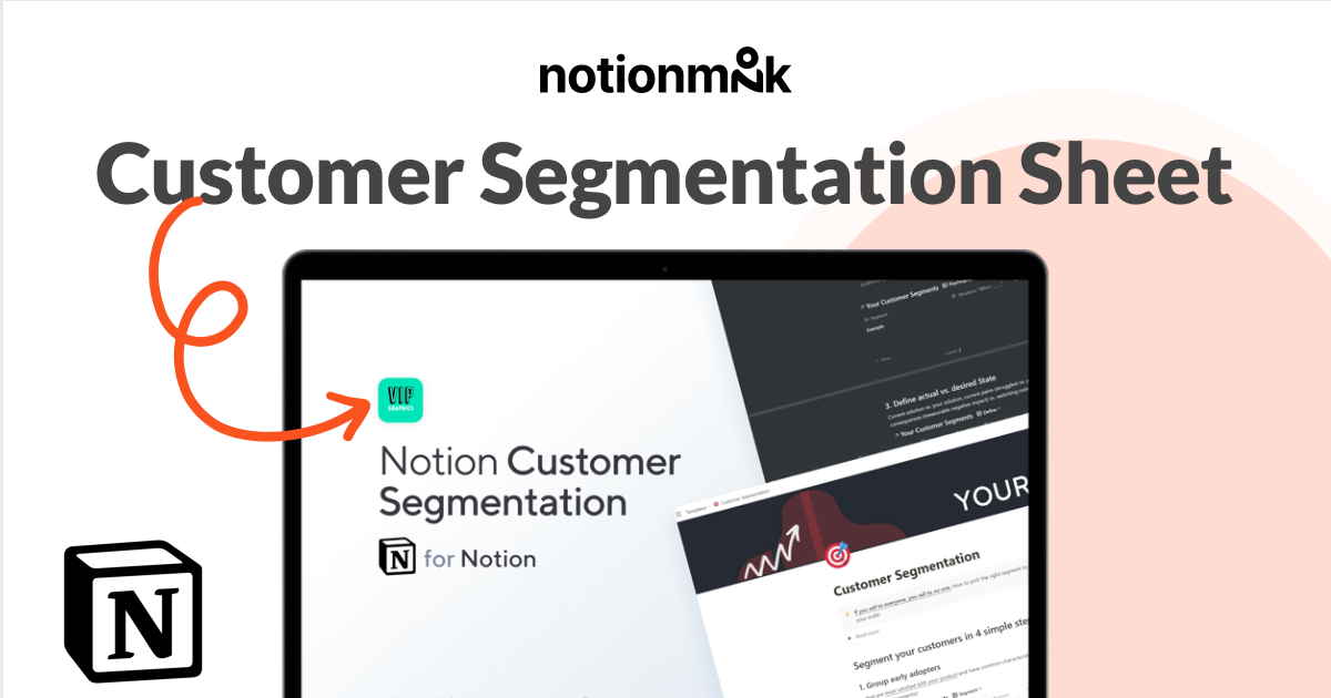 Customer segmentation worksheet Notion template by VIP Graphics