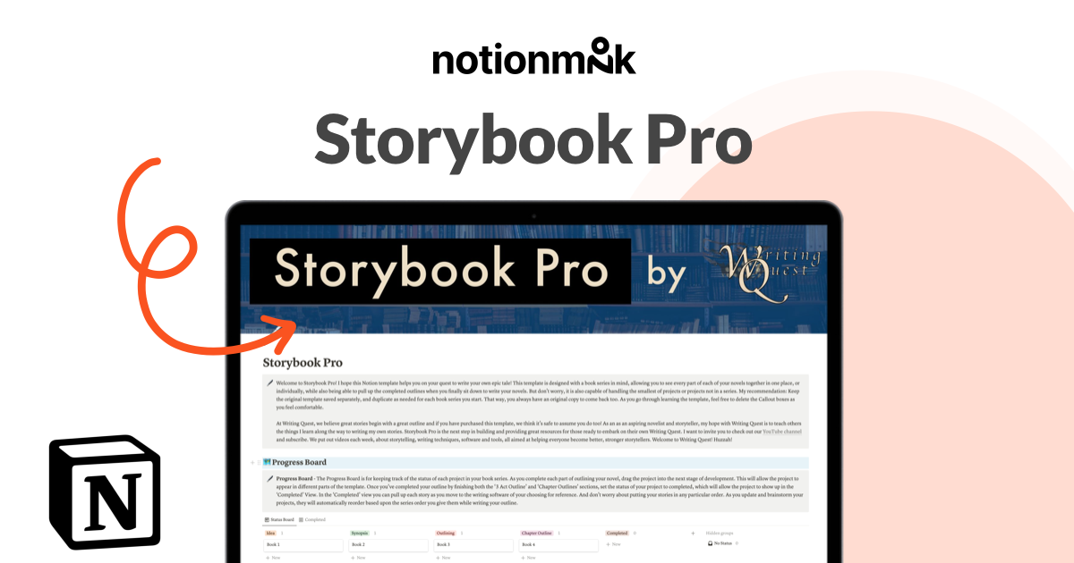 Storybook Pro Notion template by WritingQuest
