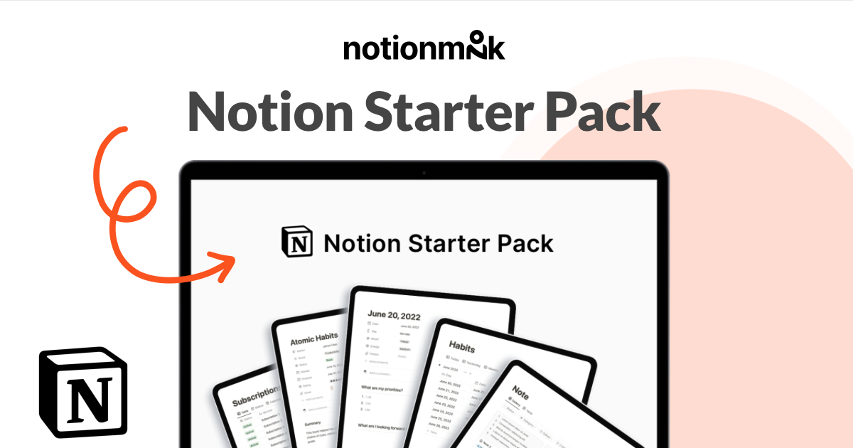 Notion starter pack template by Easlo