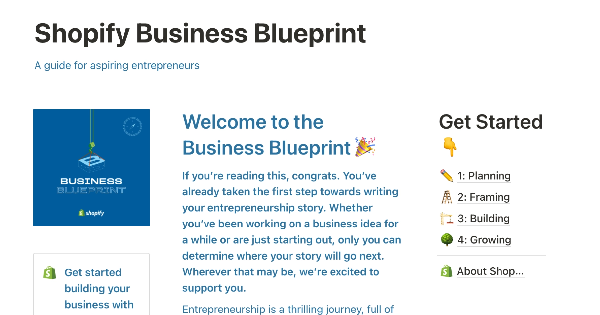 Shopify's Business Blueprint Notion Template: Grow Your Online Store