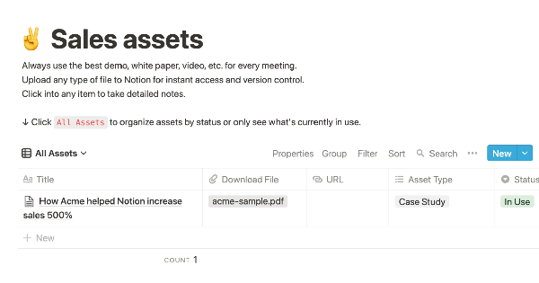Notion Sales Assets Template: Streamline Your Sales Process