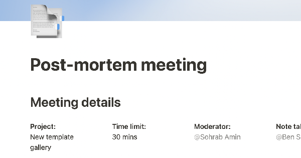 Post Mortem Meeting Notion Template by Notion