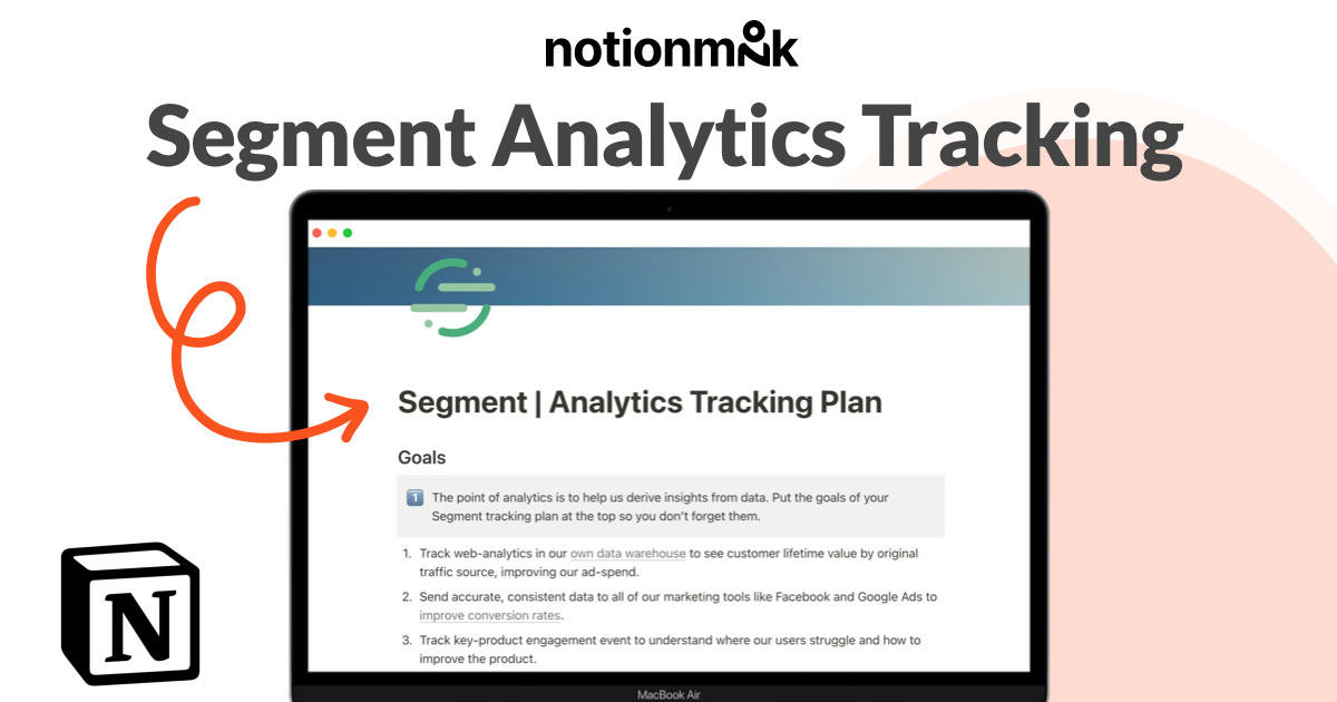 "Segment Analytics Tracking Plan" Notion template by Kevin McLaughlin