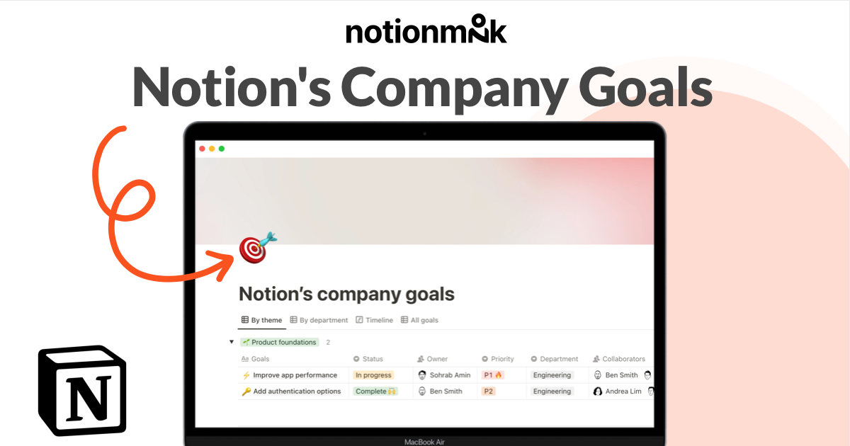 Notion's company goals template: a Notion template created by Notion.