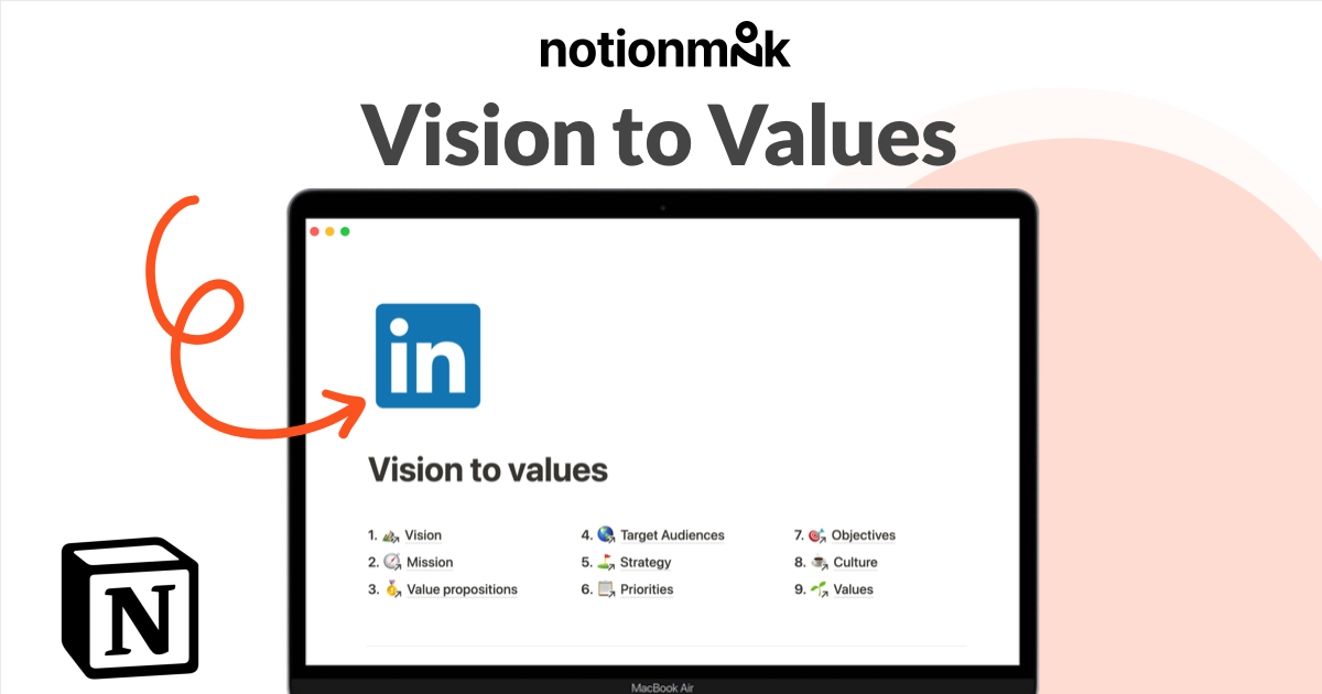 "Vision to Values" Notion template by Jeff Weiner