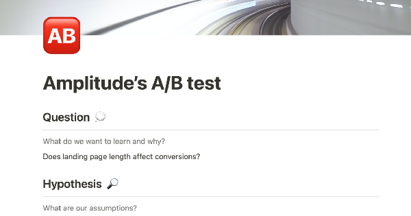 Amplitude's A/B Test Notion Template: Track Your Results
