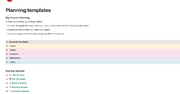 The Top 140+ Planning Notion templates