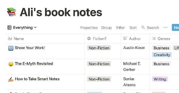 Ali Abdaal's Book Notes: A Notion Template for Organized Learning