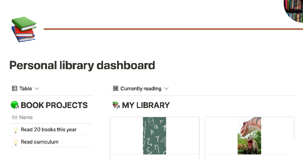 Personal Library Dashboard Notion Template: Organize Your Books with ...