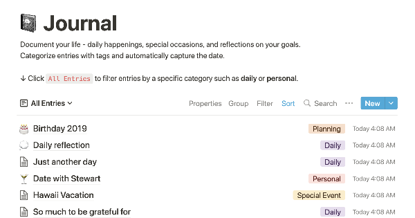 Journal Notion Template: Record Your Thoughts with Notion