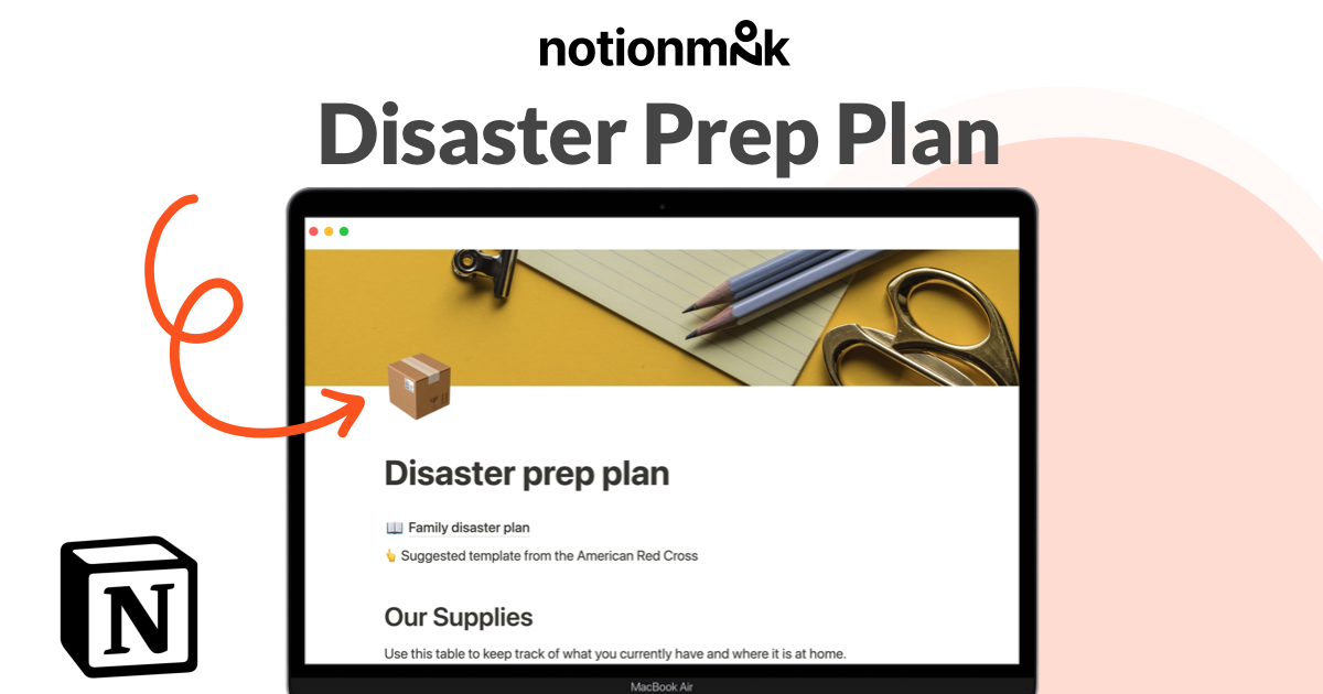 Disaster Prep Plan Template: Created by Notion