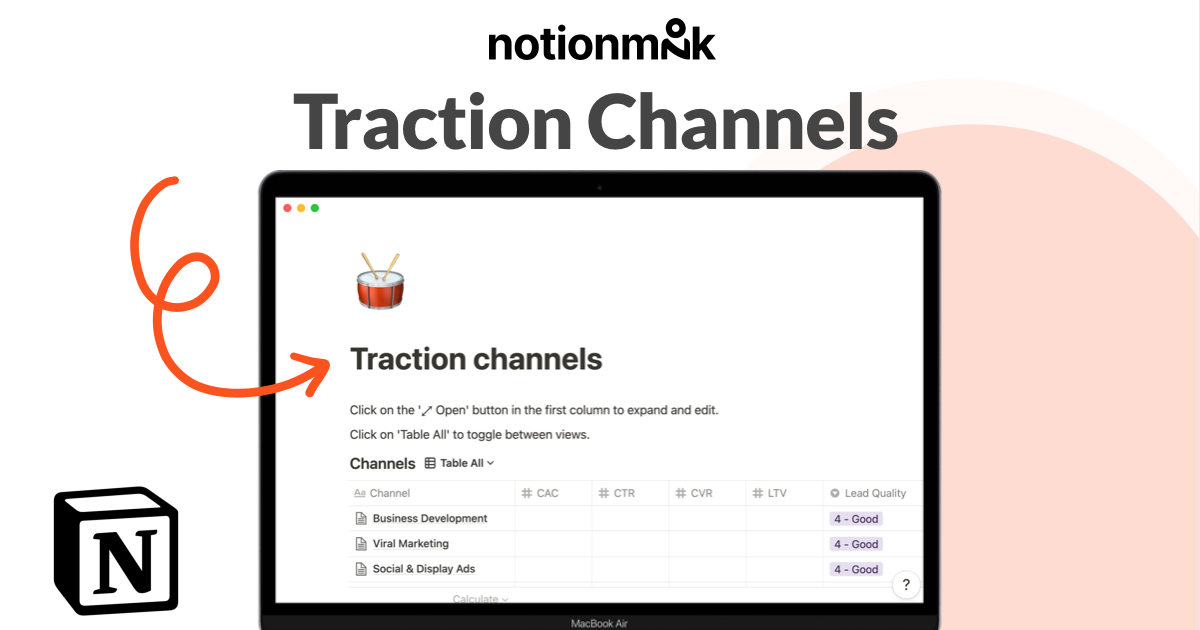 Boost Your Marketing Impact with the Traction Channels Notion Template