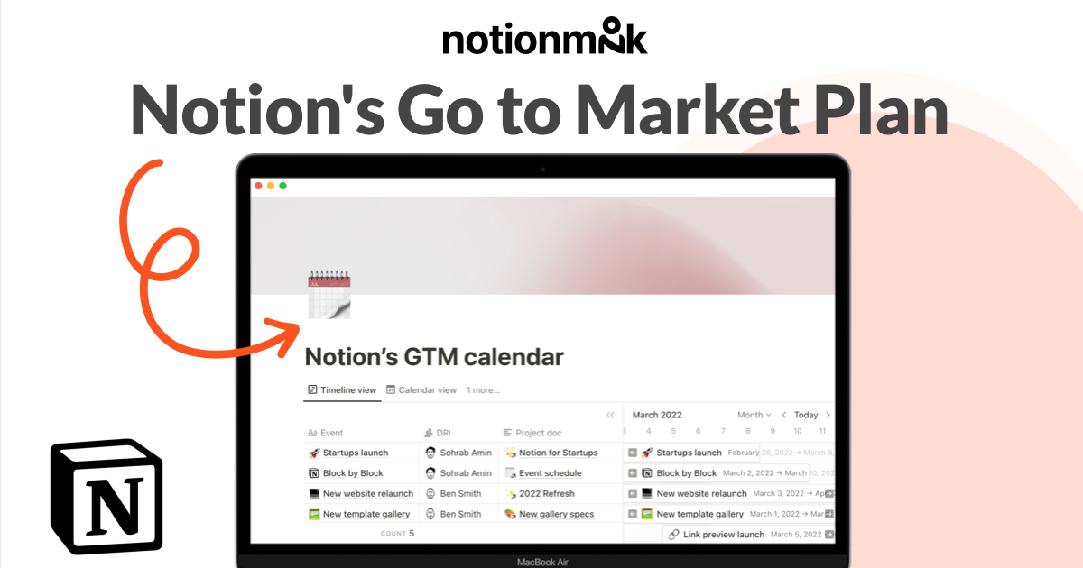Notion GTM Calendar: Notion Template