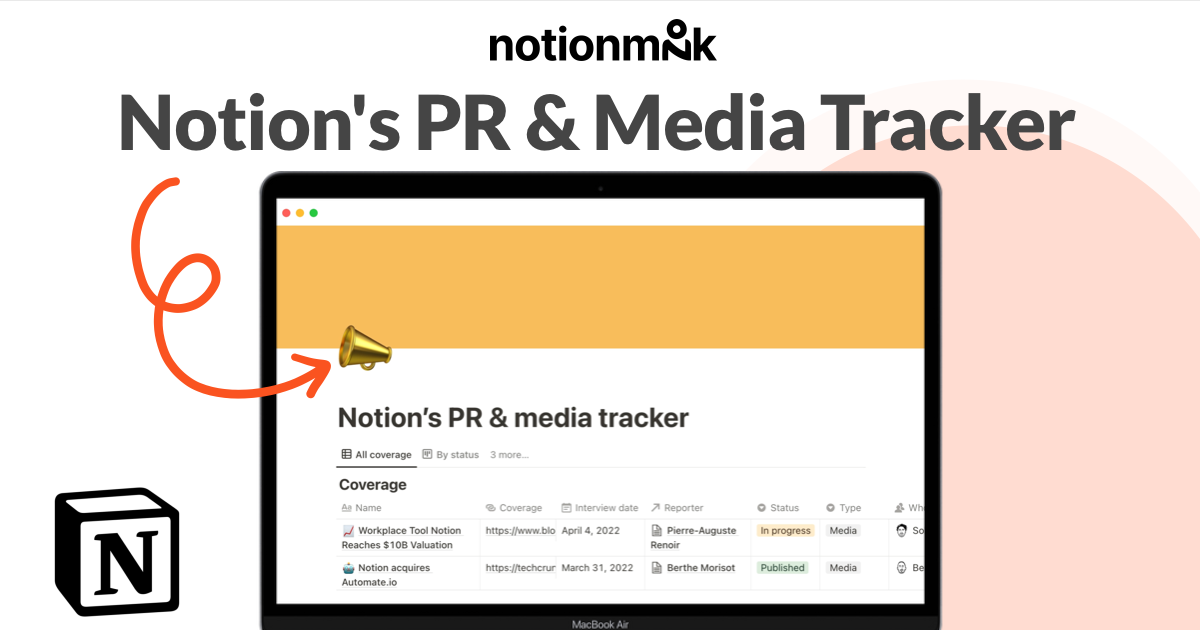Notion PR & Media Tracker: Notion Template