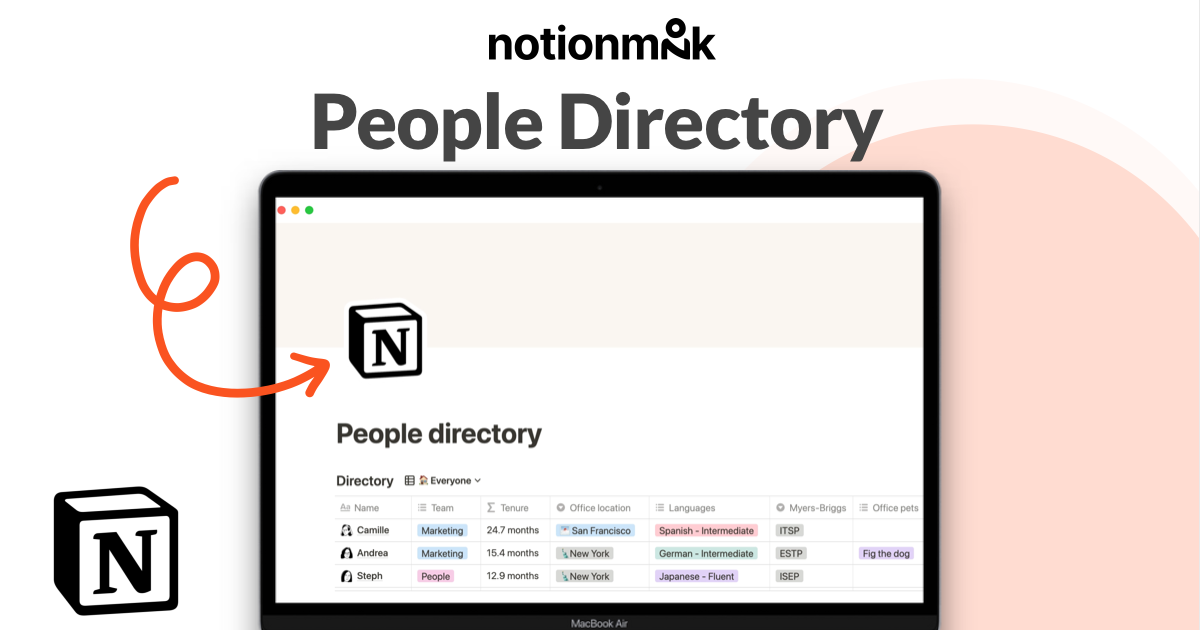 People Directory - Free Notion Template for Showcasing Team Members