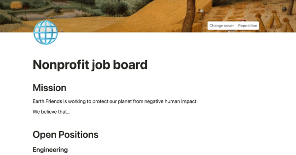Nonprofit Job Board Template by Notion