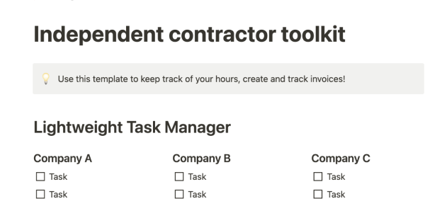 Independent Contractor Toolkit Template by Notion