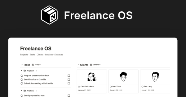 Easlo's Freelance OS template on Notion for freelancers.