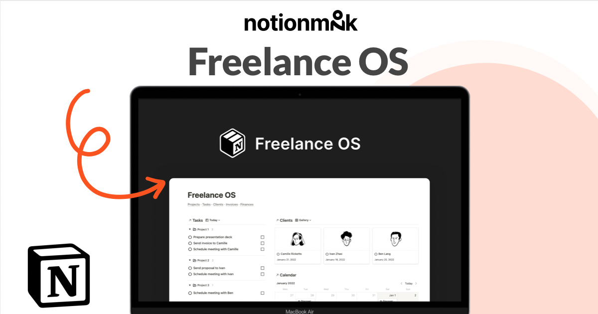 Easlo's Freelance OS template on Notion for freelancers.