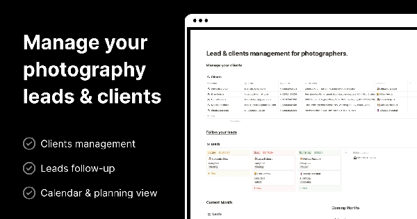 Photography Lead & Client Management Template by Jérémy Stenuit