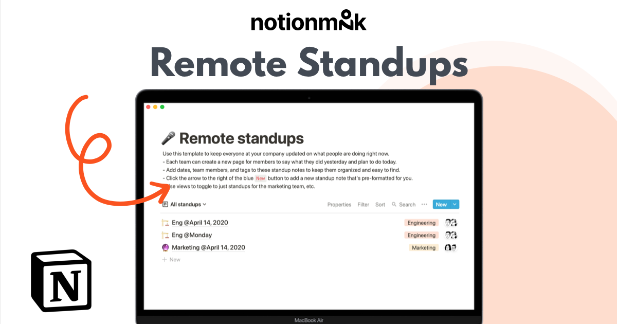 Free Remote Standups template for Notion - created by Notion
