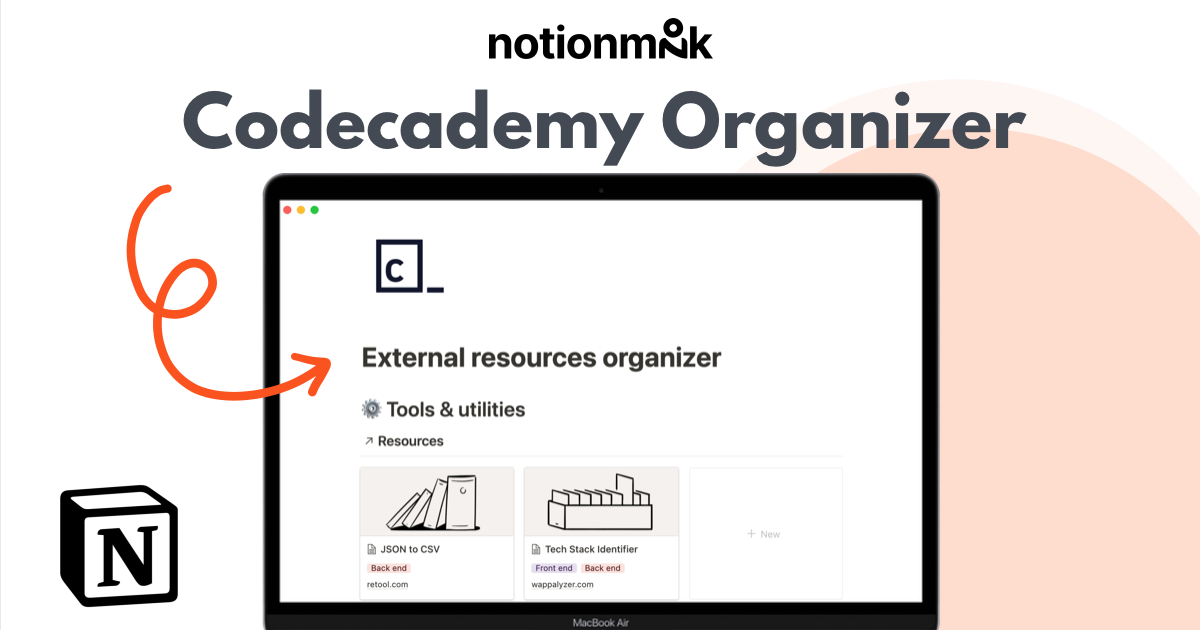 Free Codecademy Resource Organizer template for learners