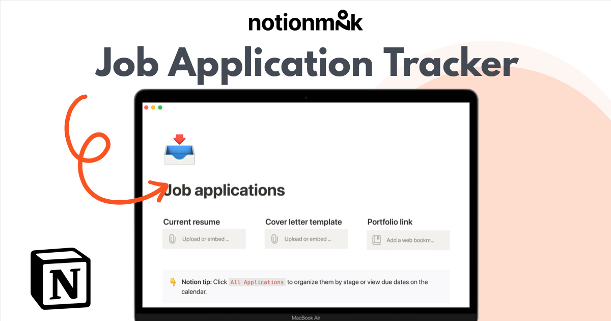 Notion template: Job application tracker created by Notion
