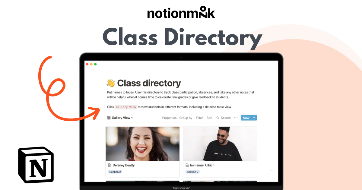 Free School Class Directory Notion template by Notion