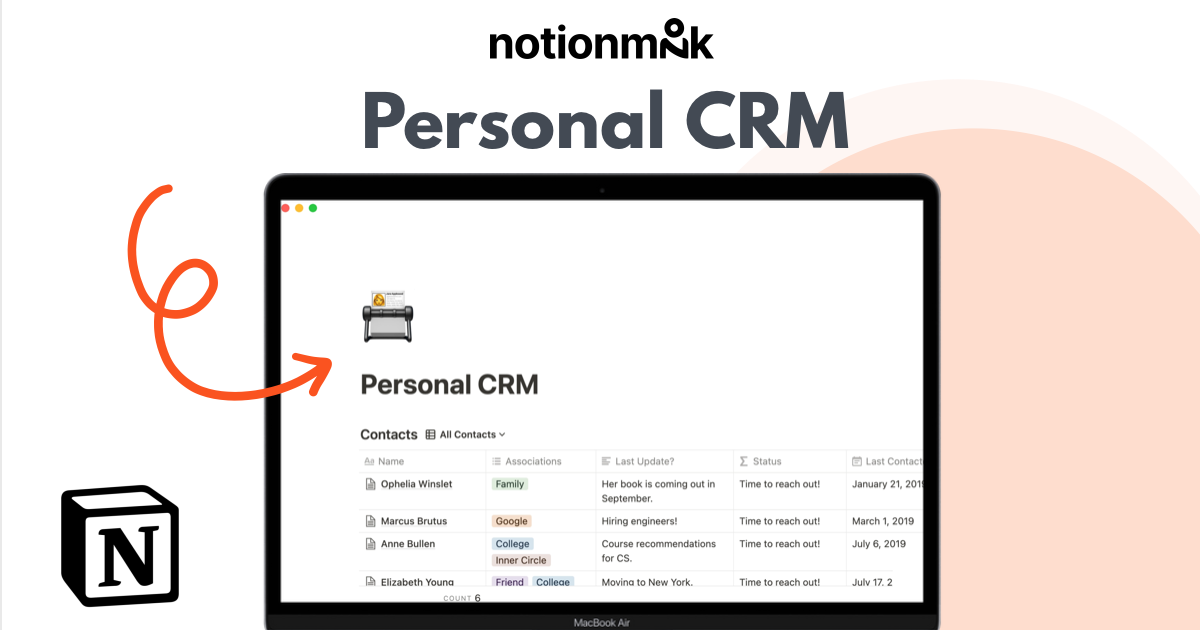 Notion's Personal CRM template