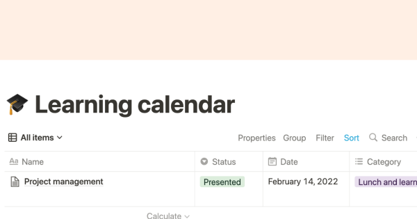 Learning Calendar template for Notion by Notion