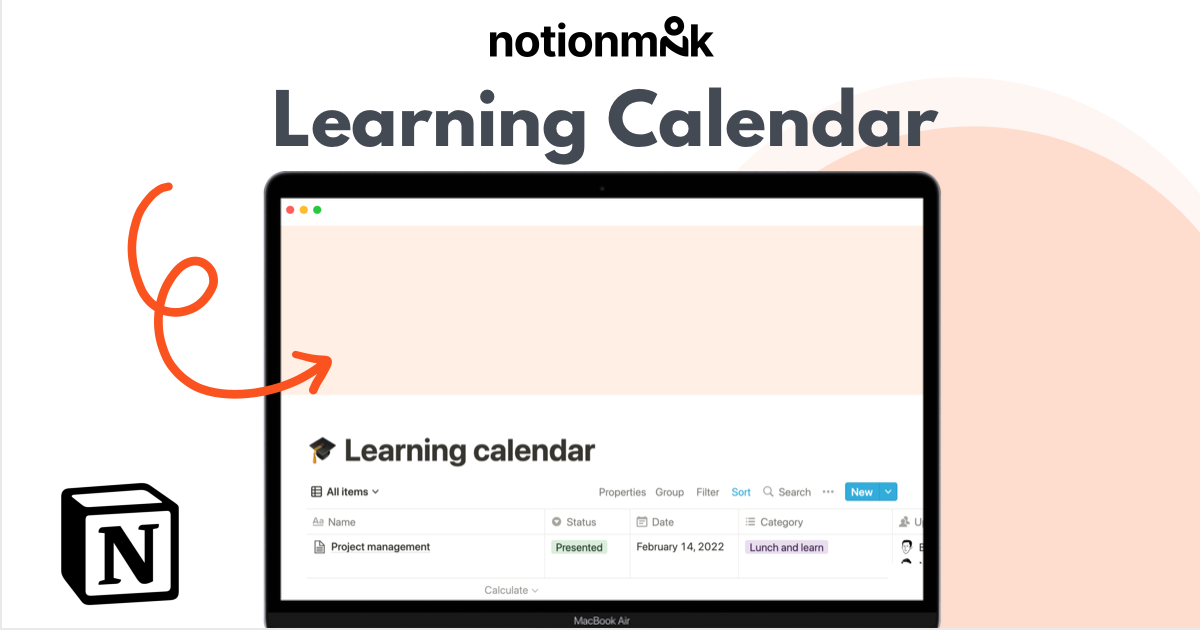 Learning Calendar template for Notion by Notion