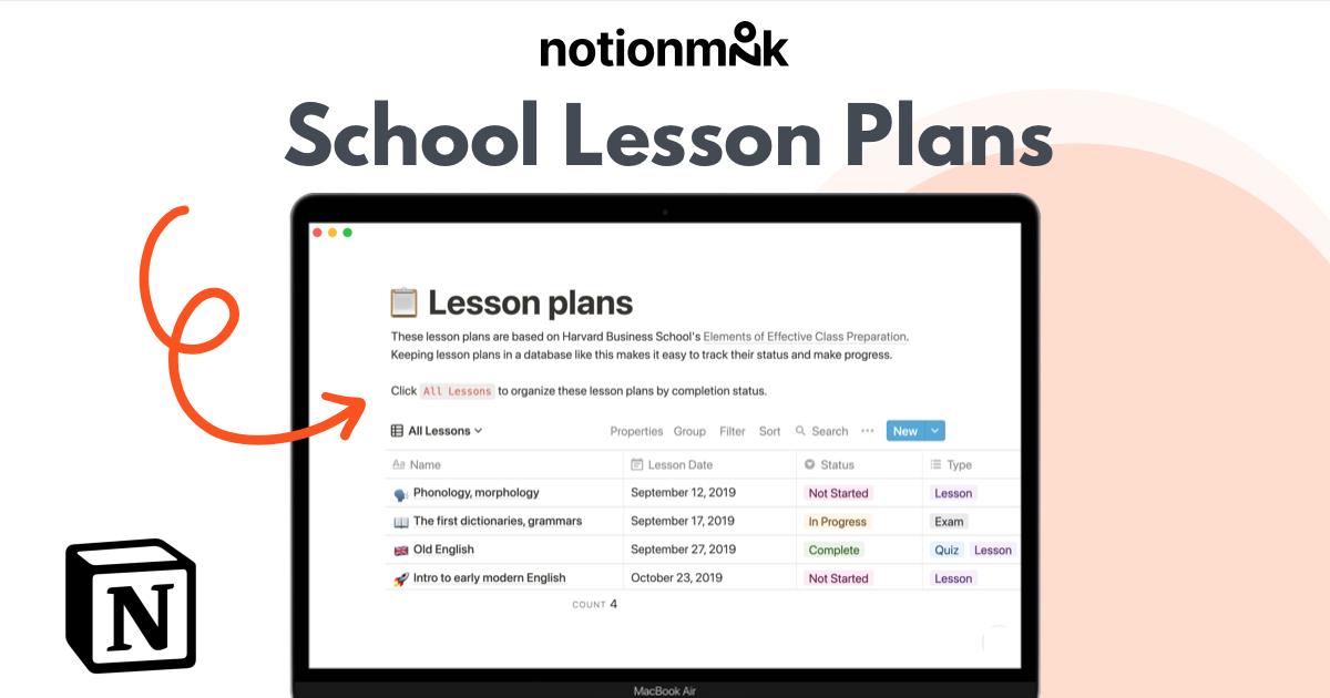 School Lesson Plans Notion template - created by Notion