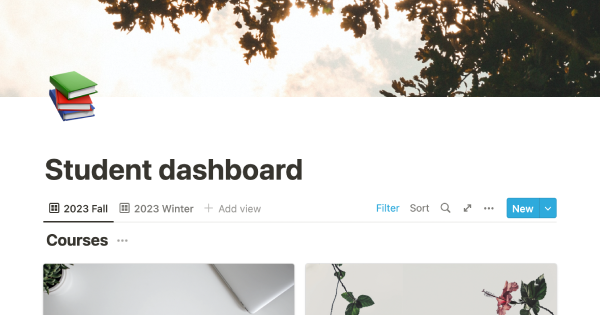 Student Dashboard template for Notion by Notion