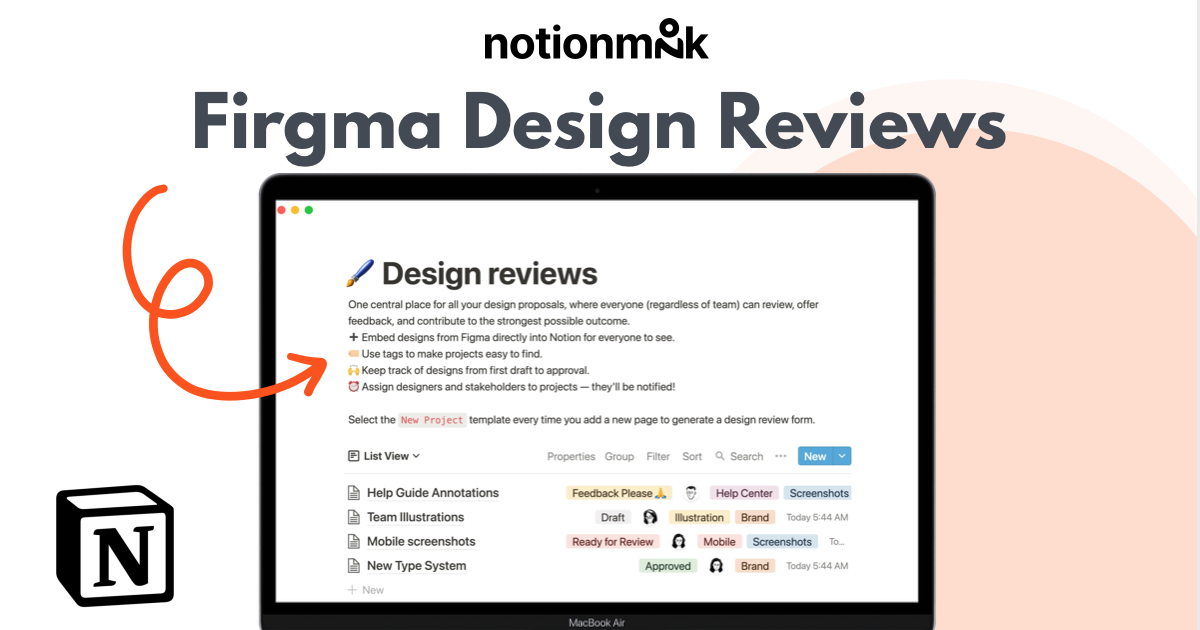 Figma Design Reviews template for Notion by Figma