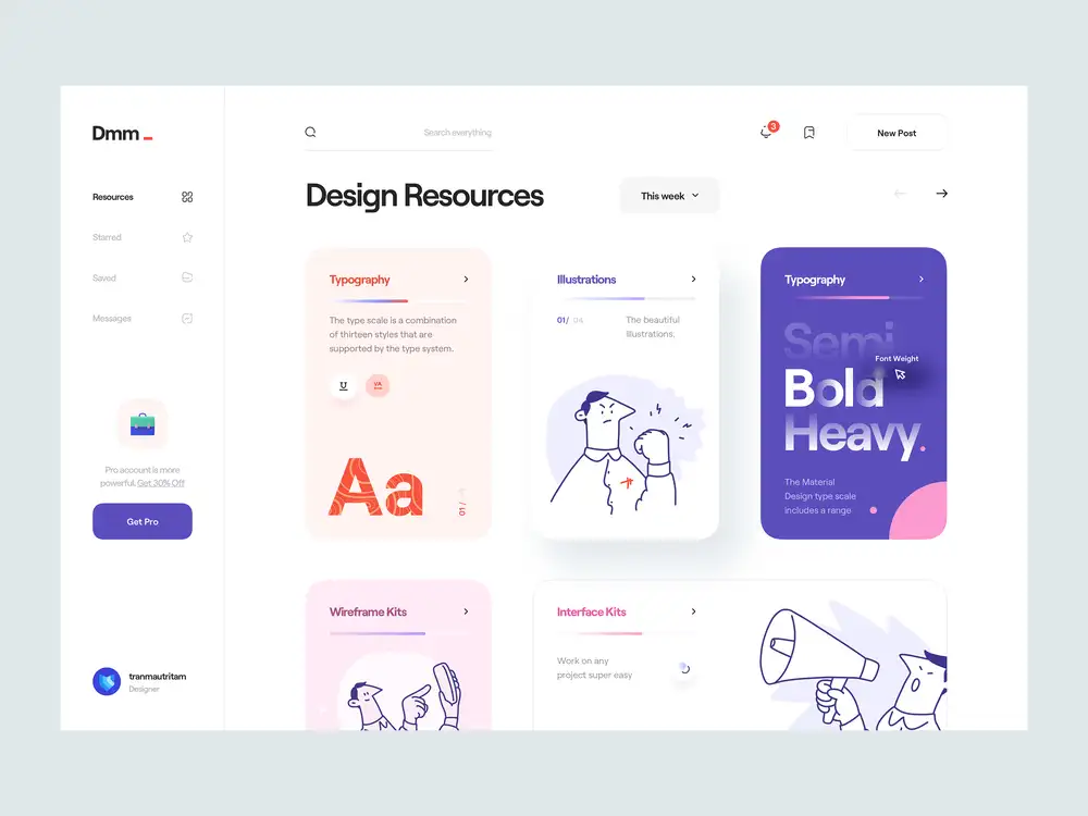 Dashboard UI design inspiration rounded corners clean sans-serif ...