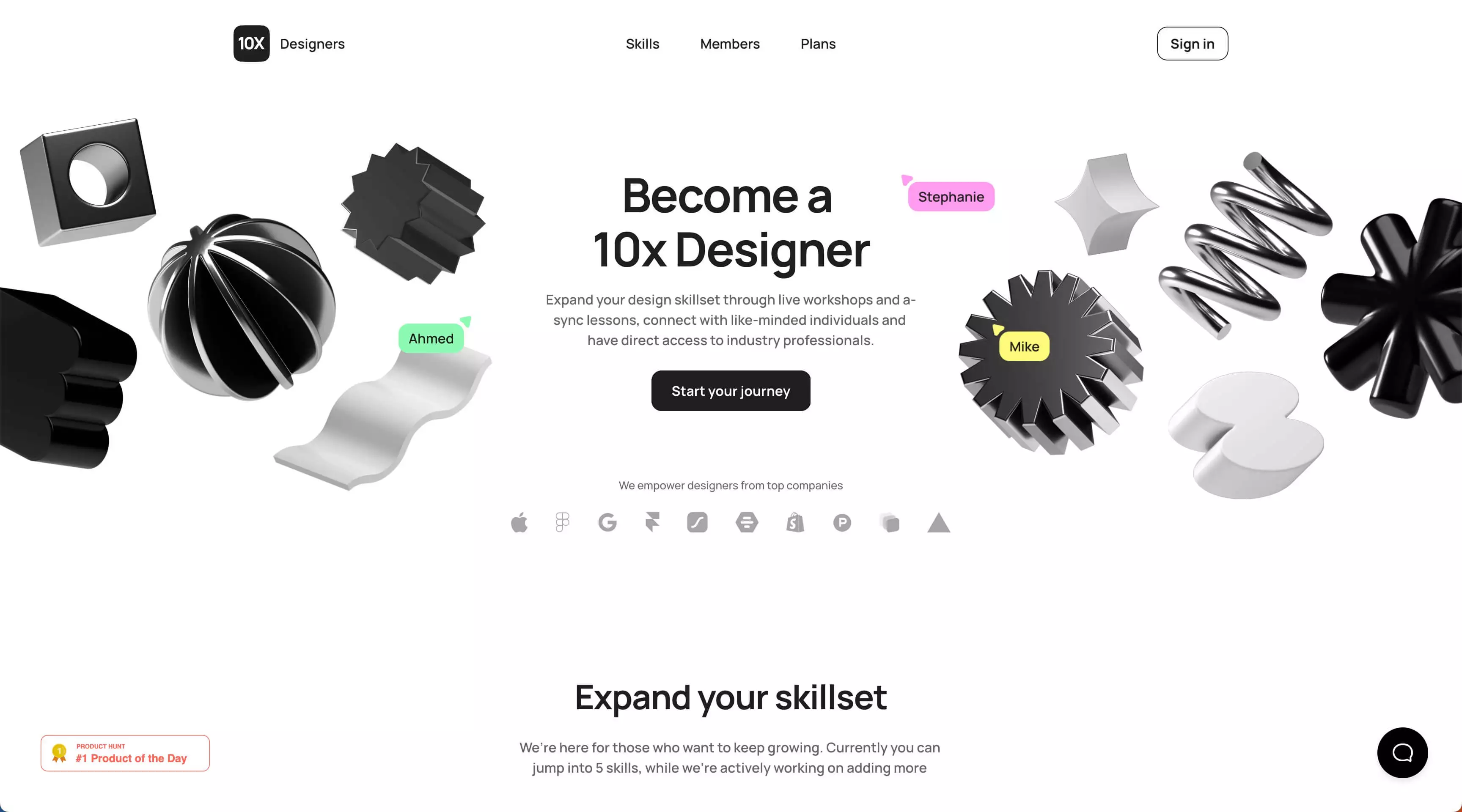 Black and white online design school homepage design inspiration | 3D ...