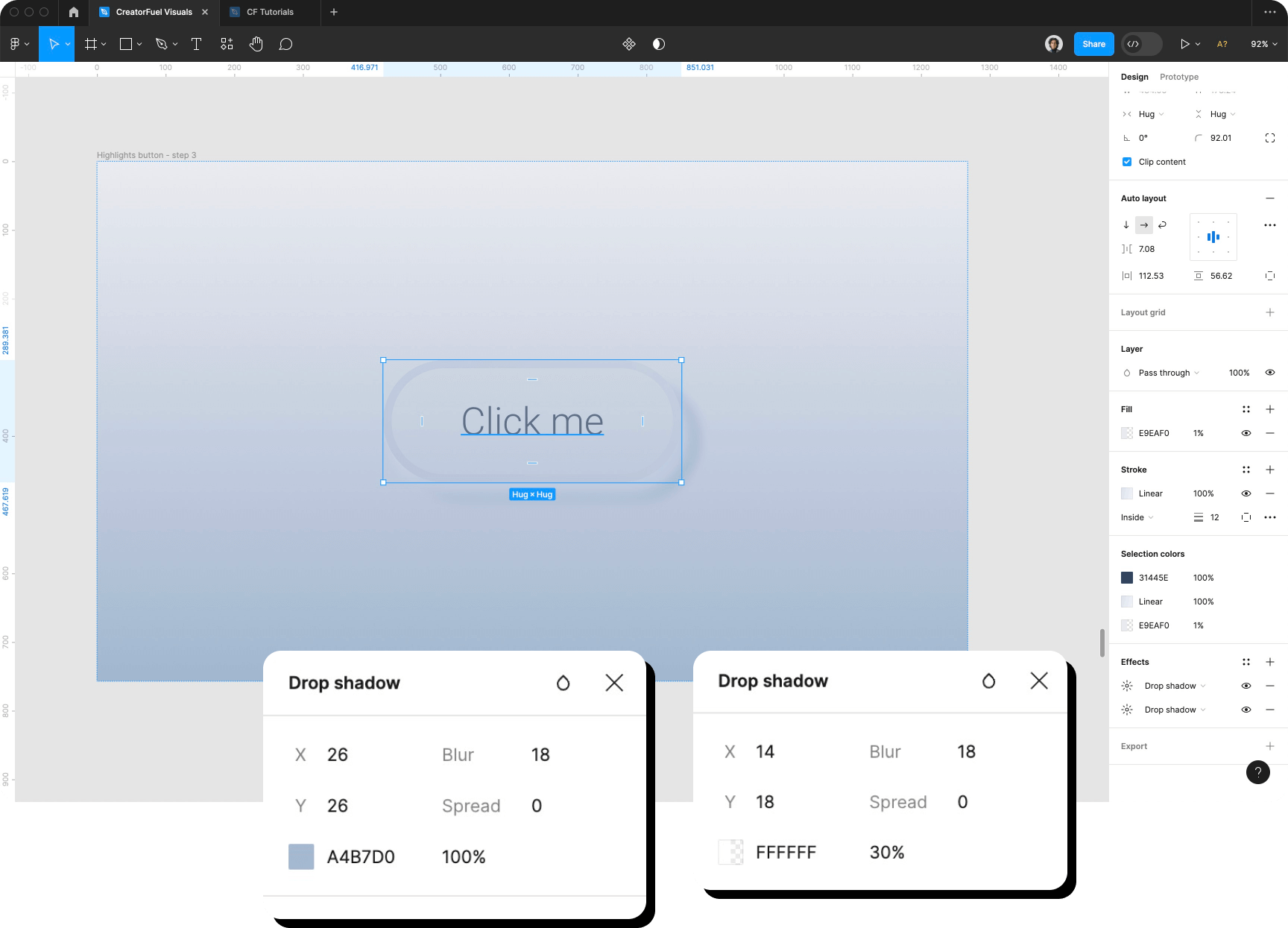 How to create a 3D glass element in Figma & Webflow using box shadows