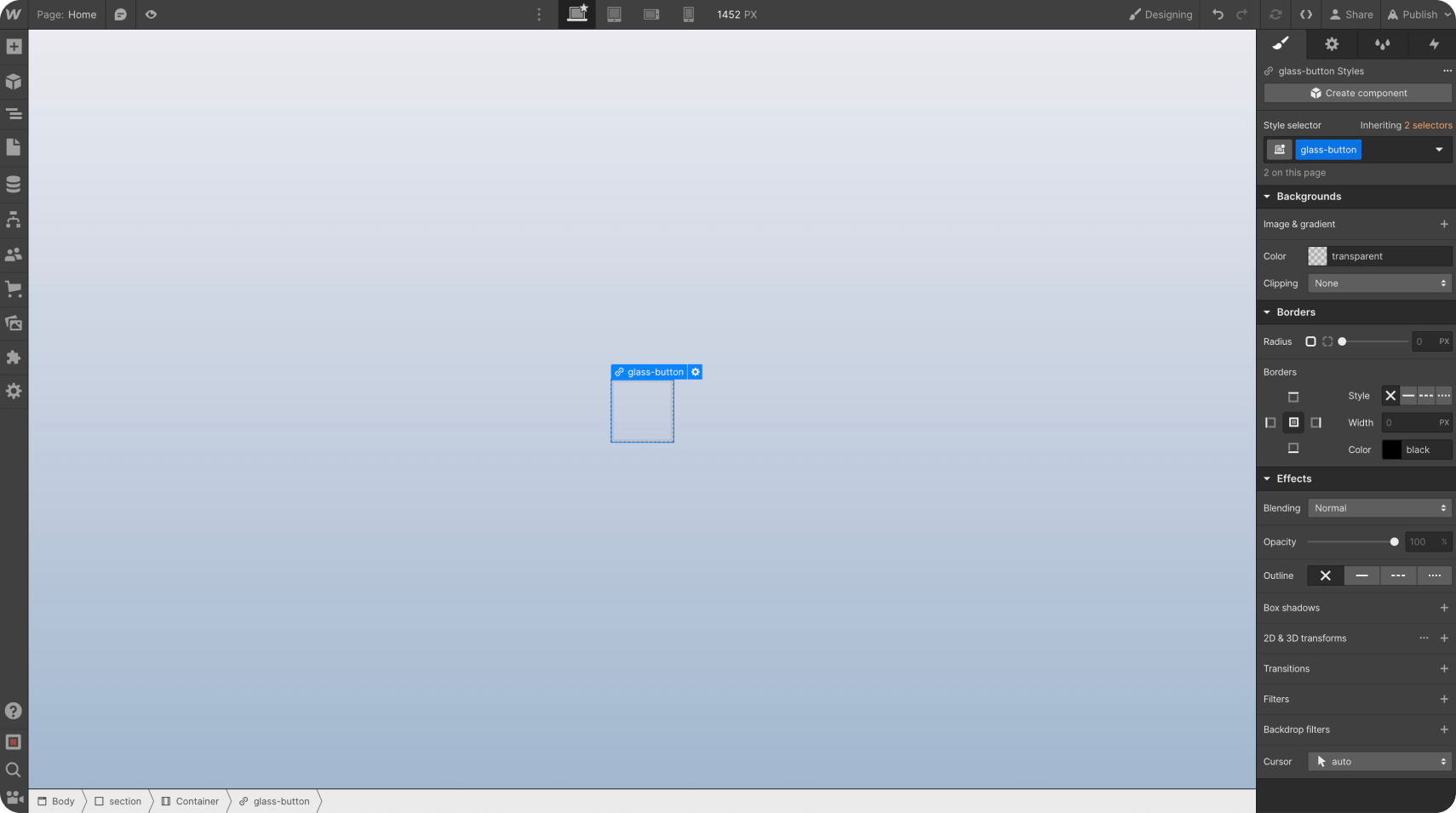 How to create a 3D glass element in Figma & Webflow using box shadows