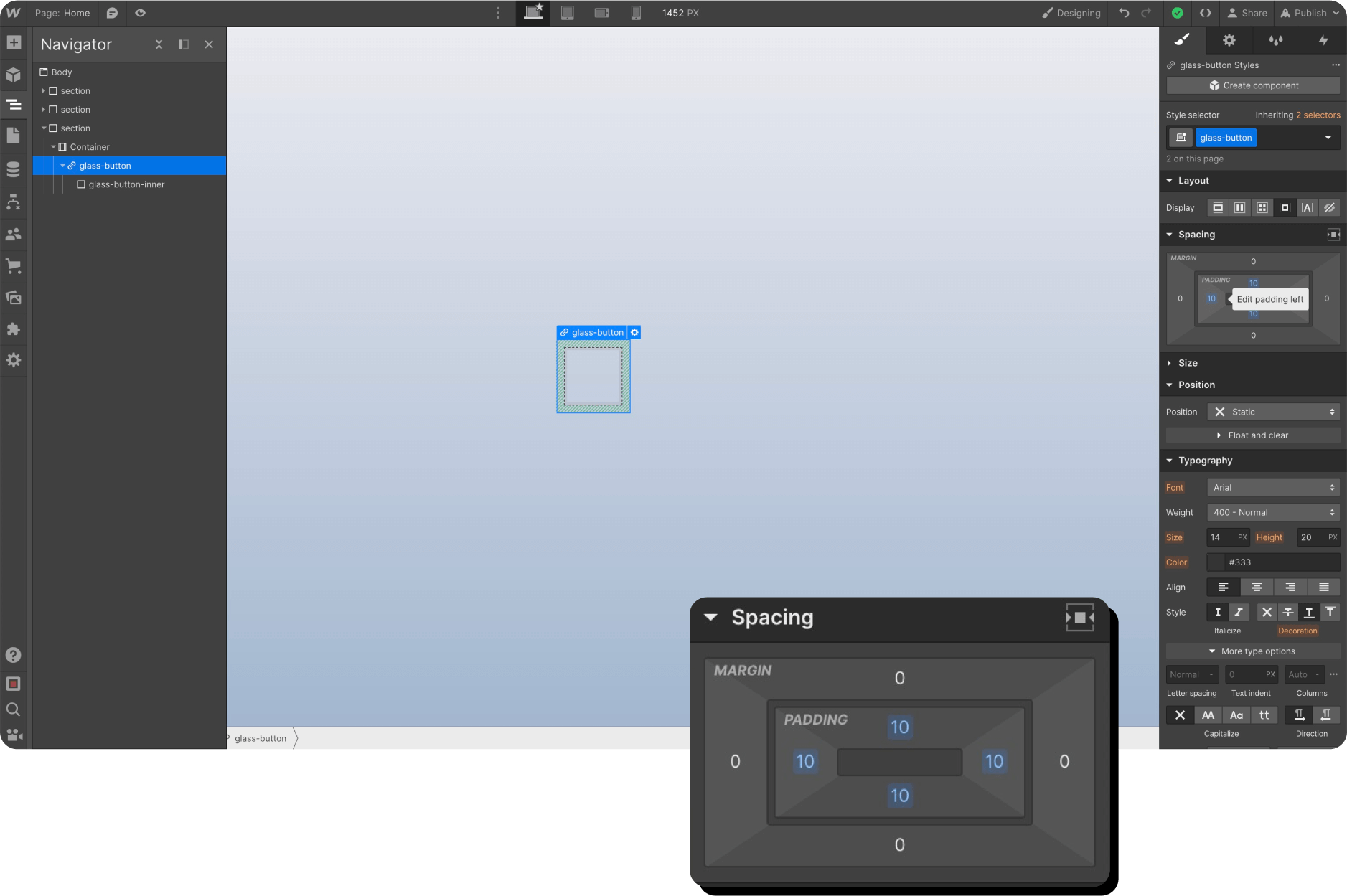 How to create a 3D glass element in Figma & Webflow using box shadows