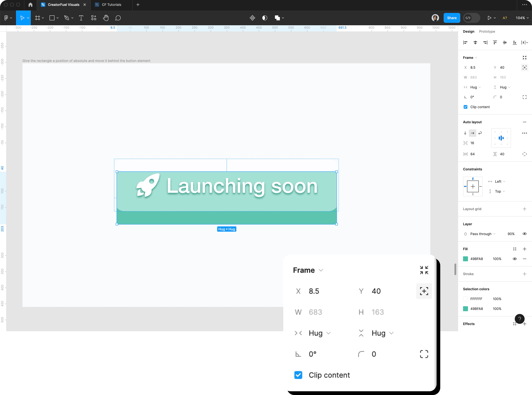 How to create a translucent glass button with colored drop shadow in ...