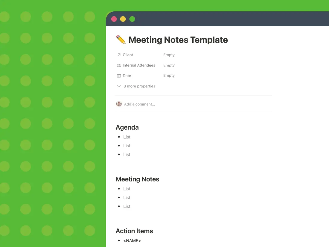 Notion Meeting Notes Template | Slam Media Lab