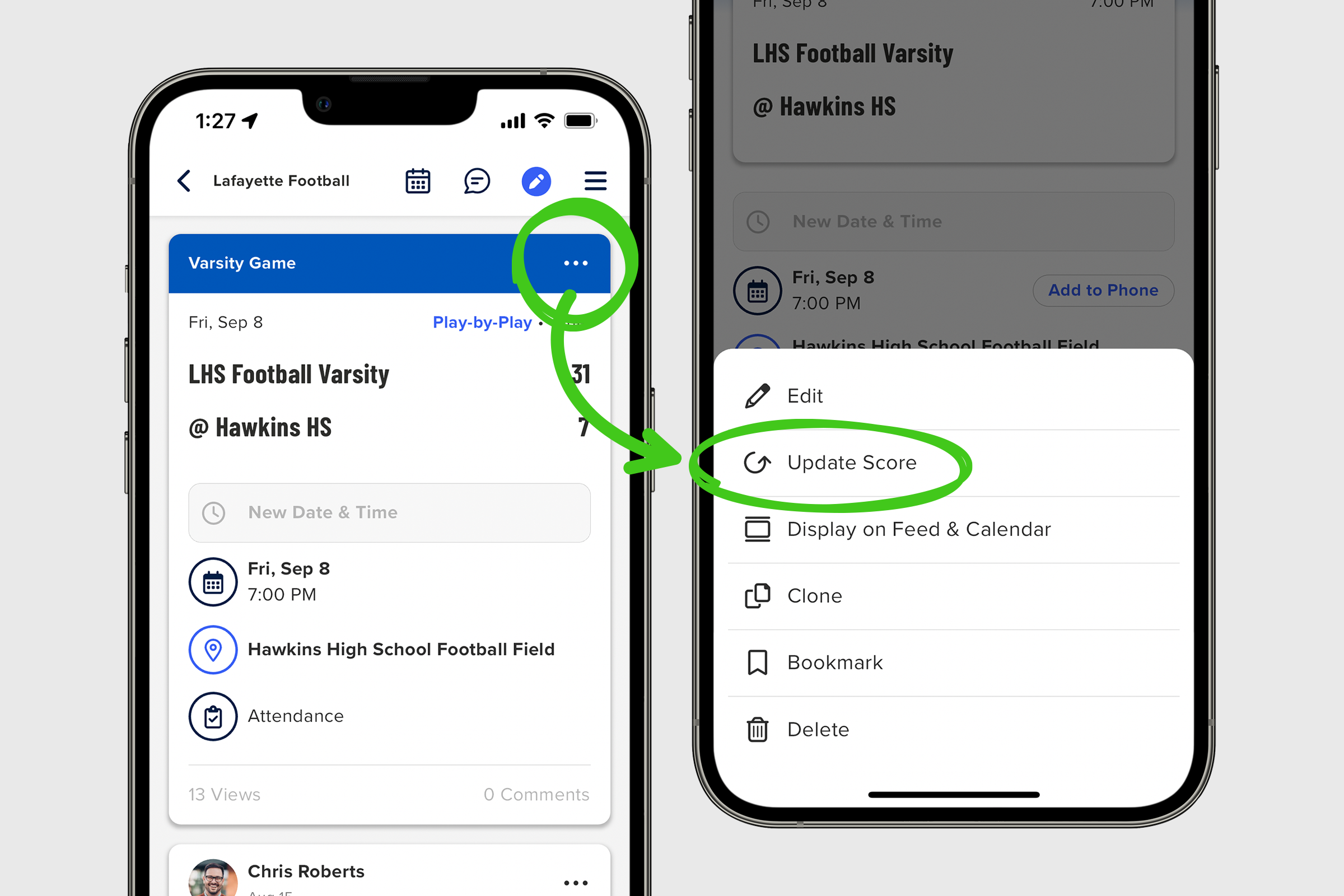 Posting Score Updates, Play-by-Play, and Final Score