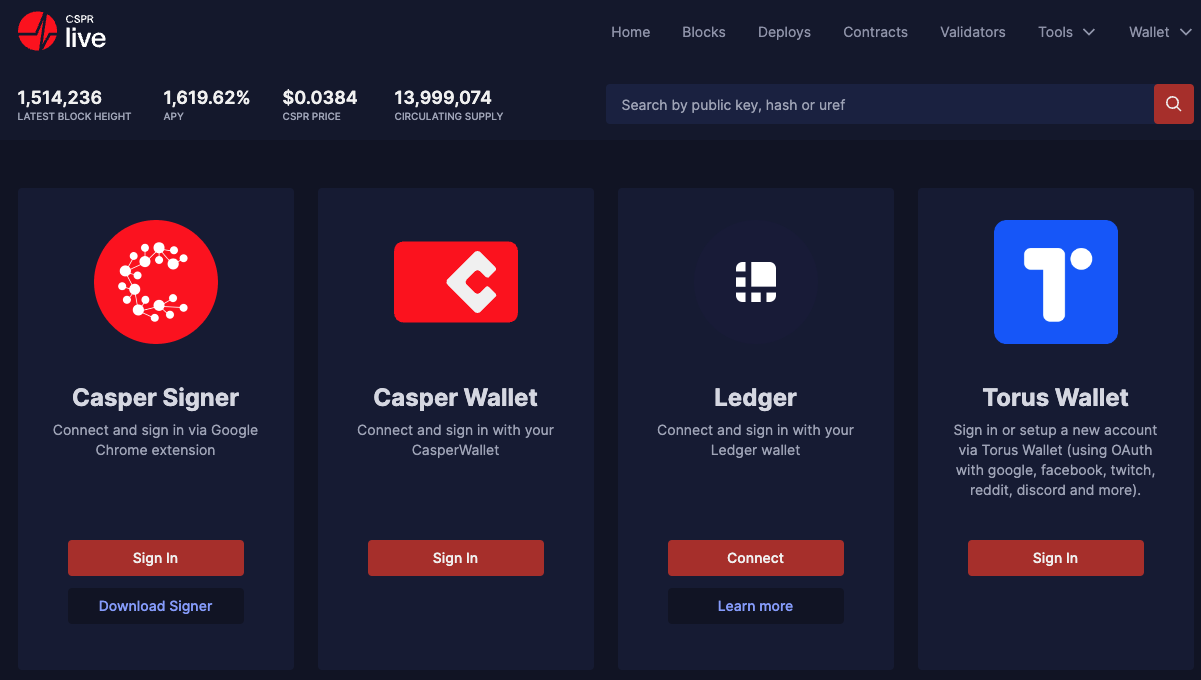 Connecting to cspr.live - StakeCSPR.com