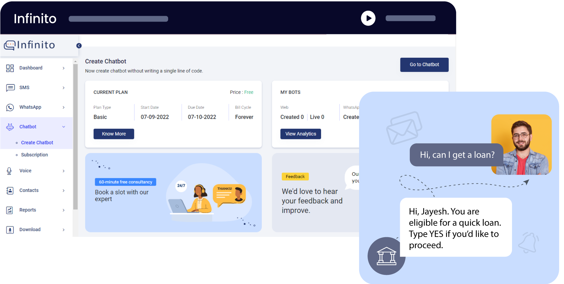 Chatbot with Infinito | Conversational AI